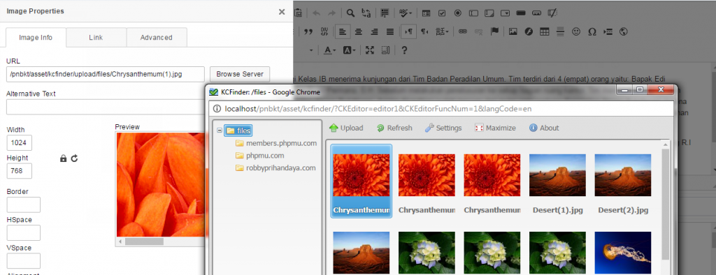Integrasi Ckeditor dan KCFinder pada Framework Codeigniter