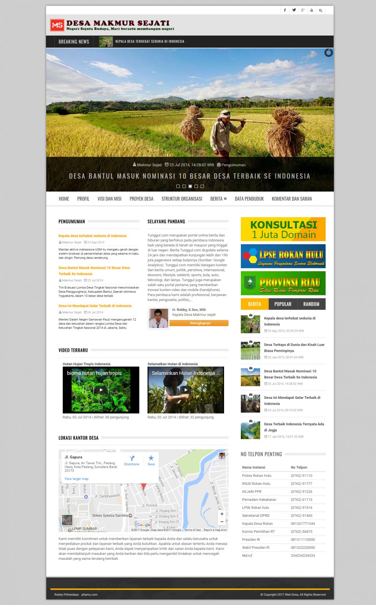PODES - Web Portal Desa Responsive dengan PHP dan MySQL - PHPMU.Com - Mudahnya Belajar Coding